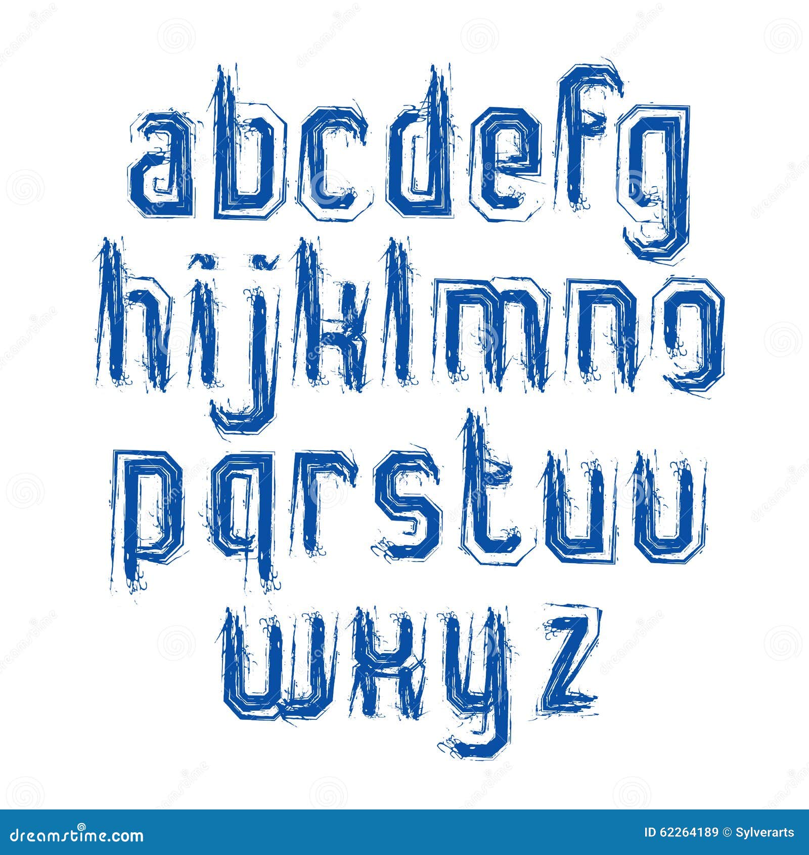 Handwritten Lowercase Letters with White Outline, Vector Doodle Stock ...