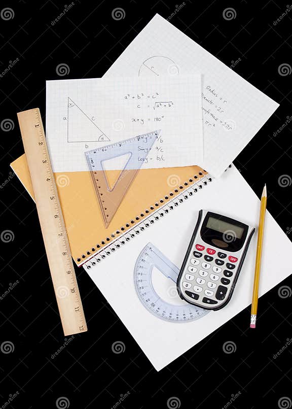 Handwritten Math Problems and Instruments Stock Photo - Image of text ...