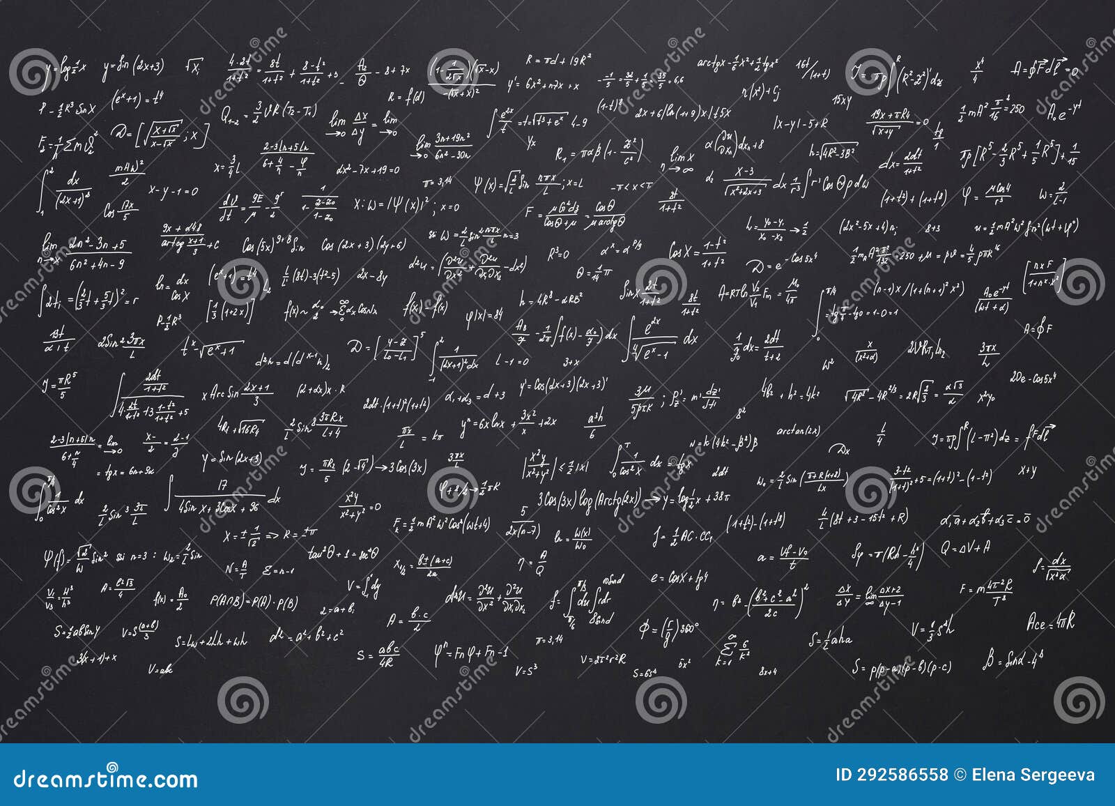Handwritten Mathematical Formulas and Calculations on a Black ...
