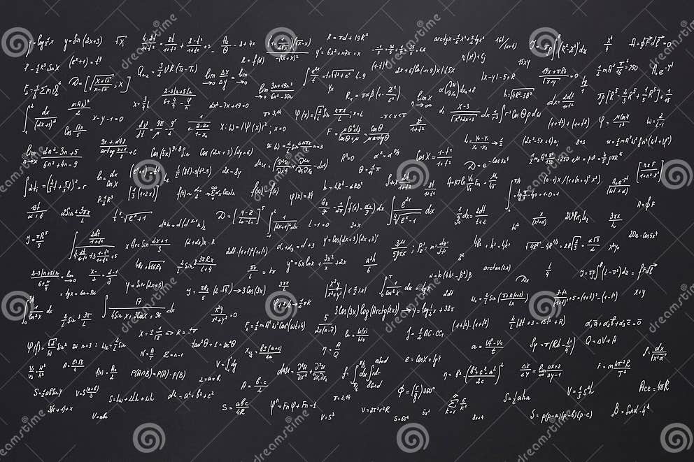Handwritten Mathematical Formulas and Calculations on a Black ...
