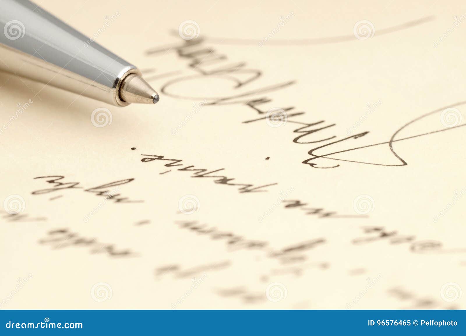 A Handwritten Message with a Handwritten Signature and a Pen Stock ...