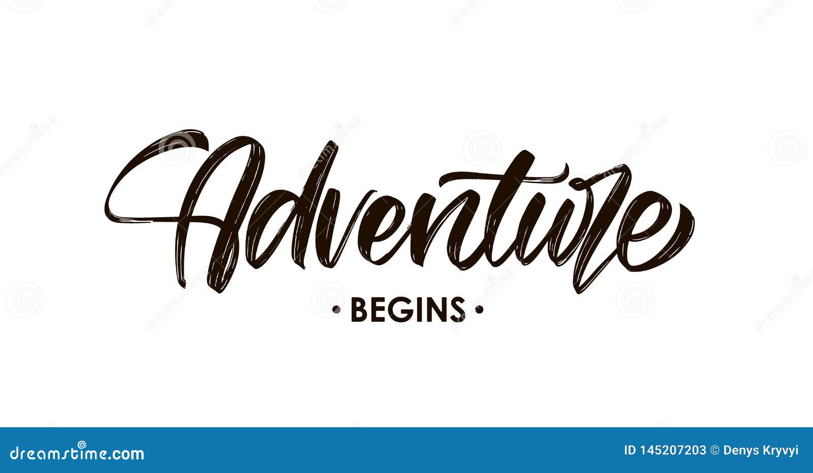 Handwritten Modern Brush Type Lettering Composition of Adventure Begins ...
