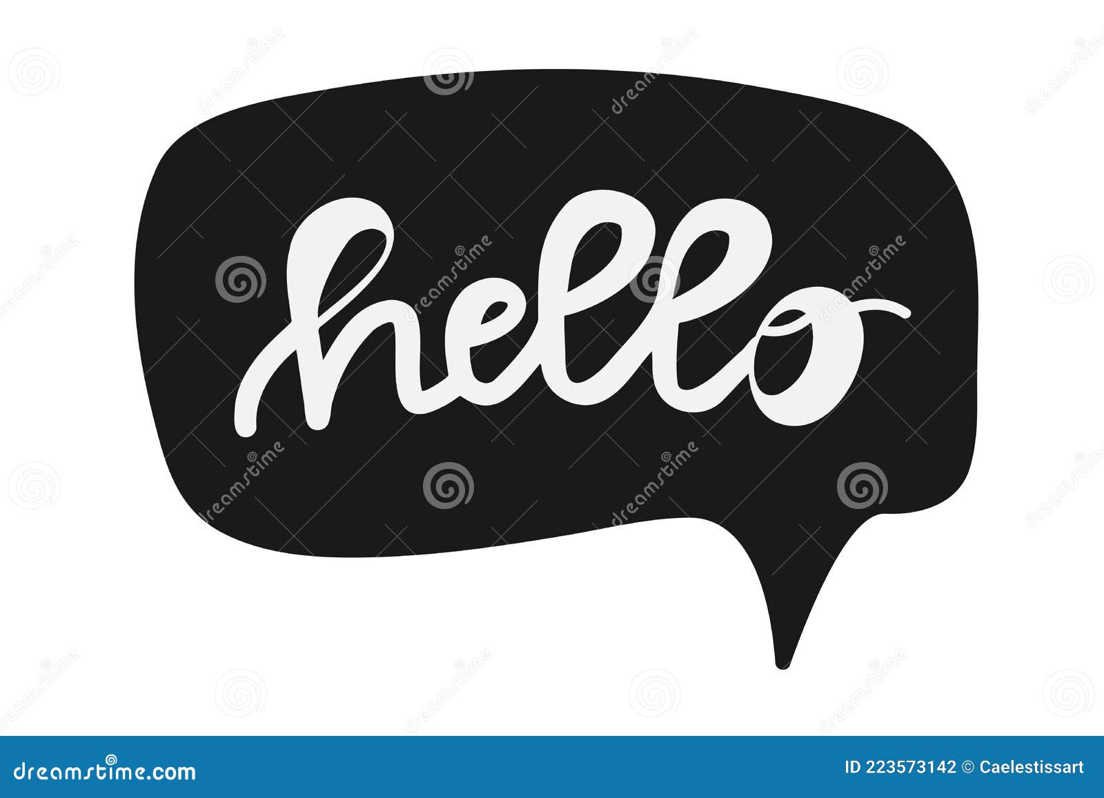 Handwritten Modern Calligraphy, Text - Hello in Speech Bubble. Hand ...