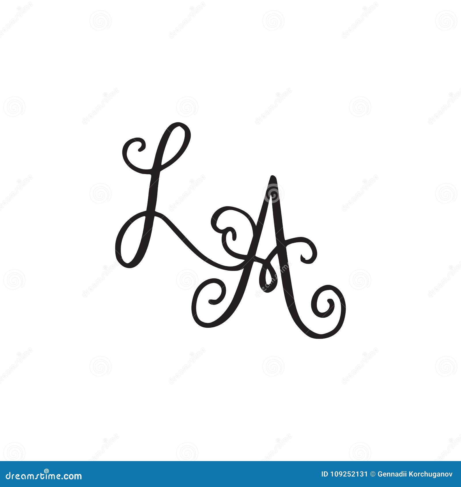 Handwritten Monogram LA Icon Stock Vector - Illustration of hipster ...