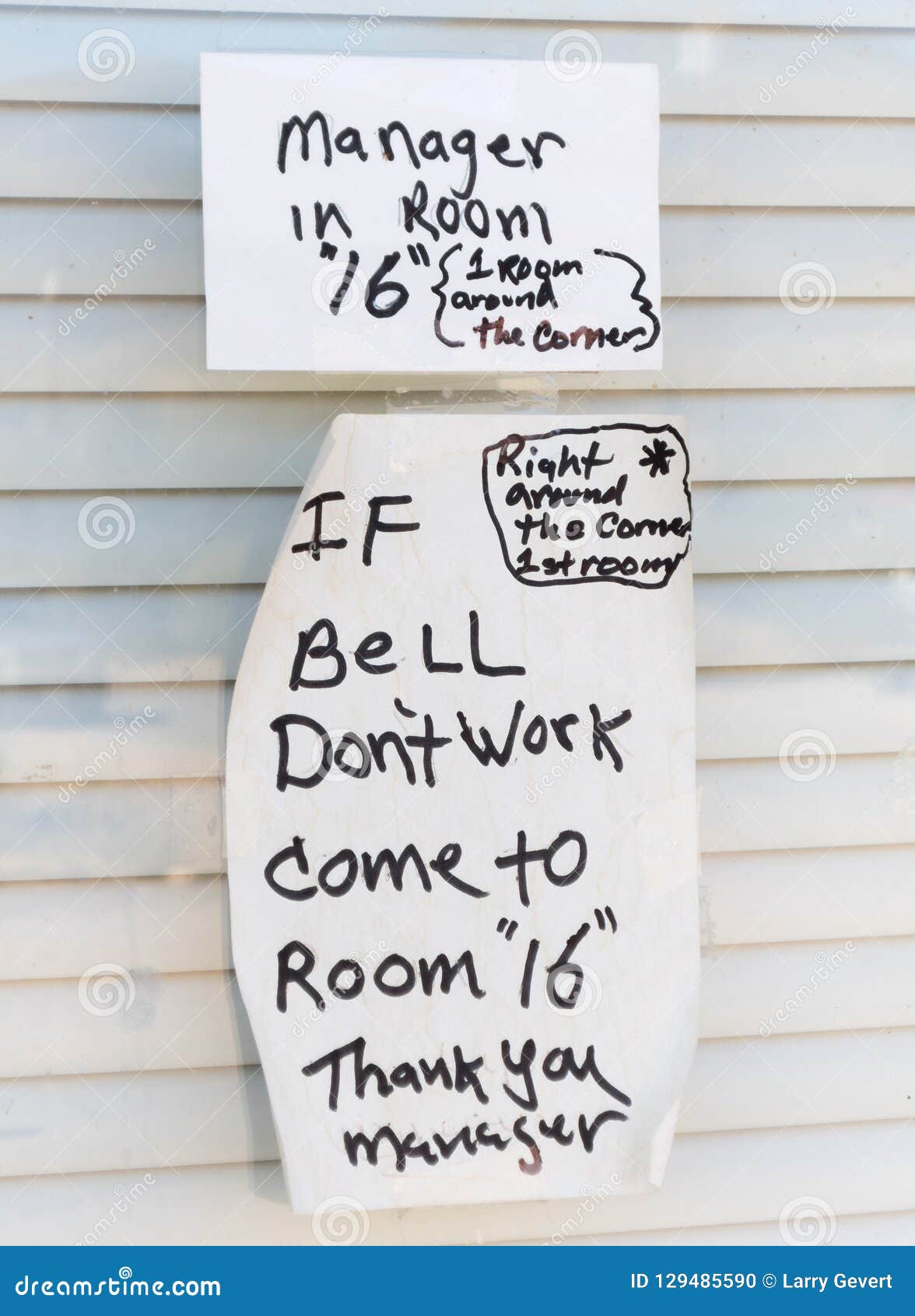 Handwritten Motel Manager Sign Stock Photo - Image of business, motels ...