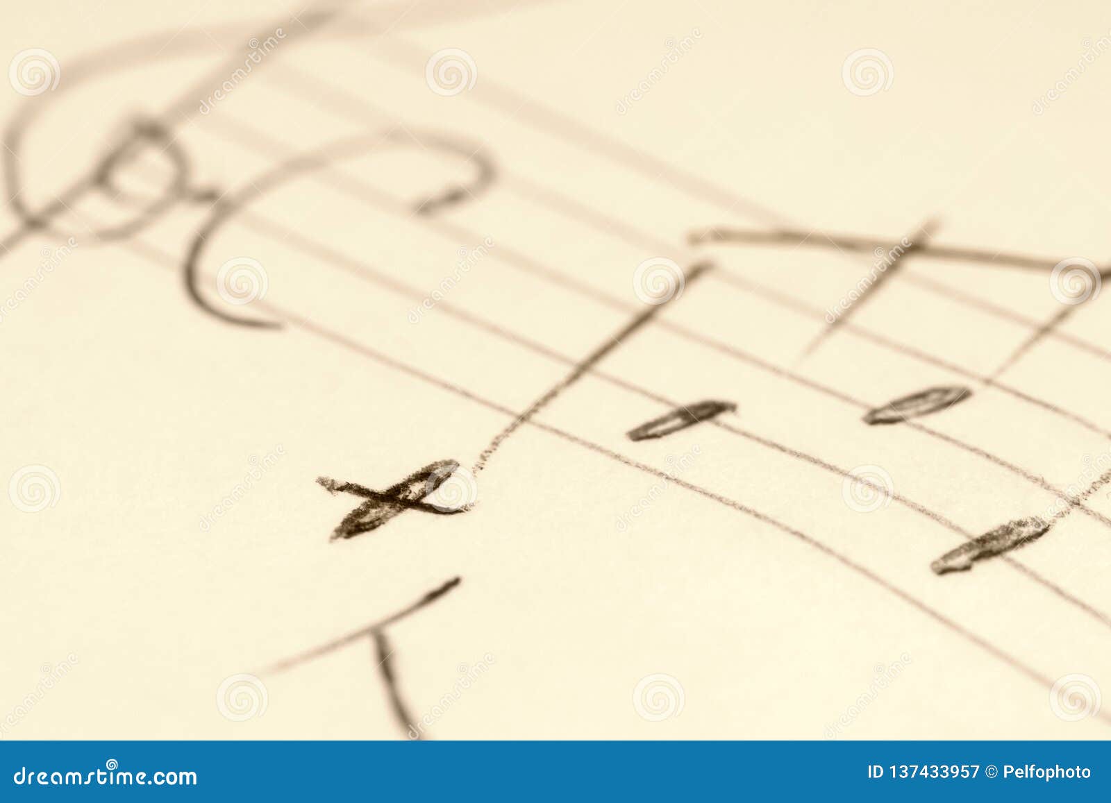 Handwritten music notes. stock image. Image of close - 137433957