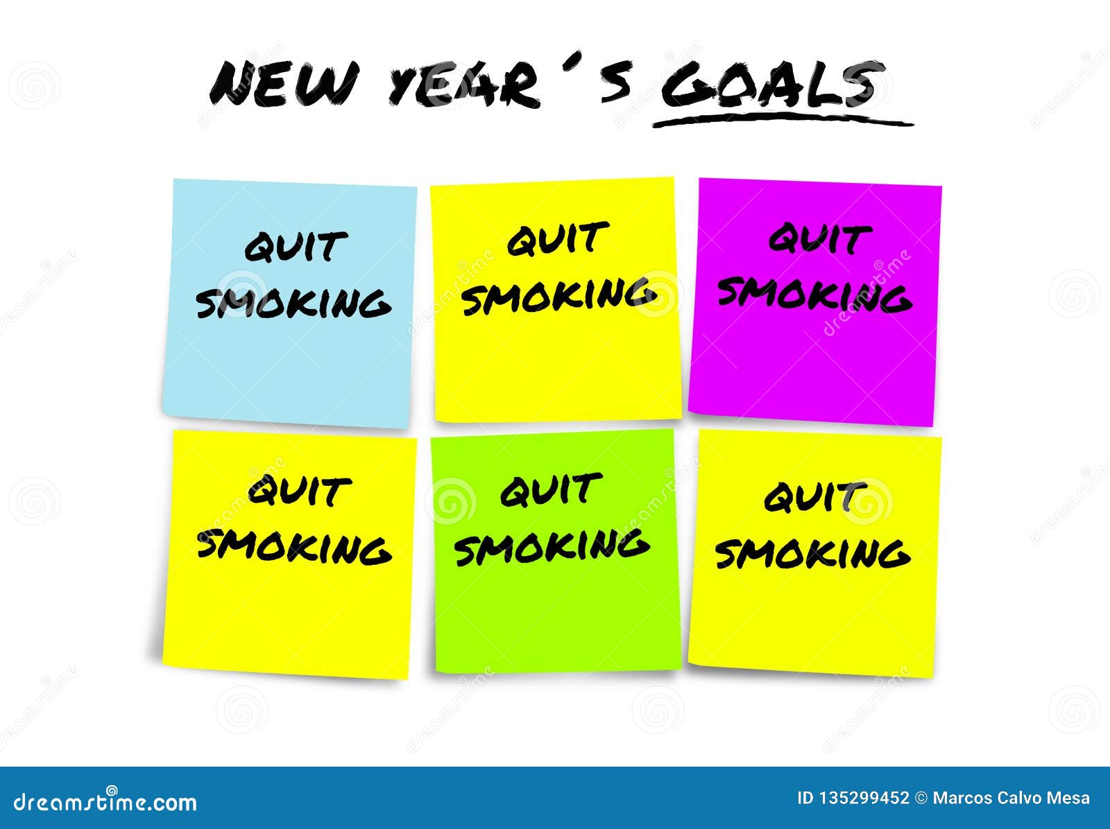 New Year Resolutions and Goals in Sticky Notes in Commitment ...