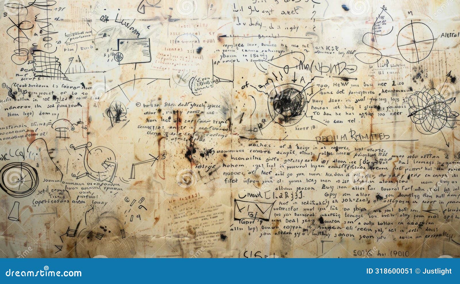 A Handwritten Note Covered in Scribbles and Diagrams Representing the ...