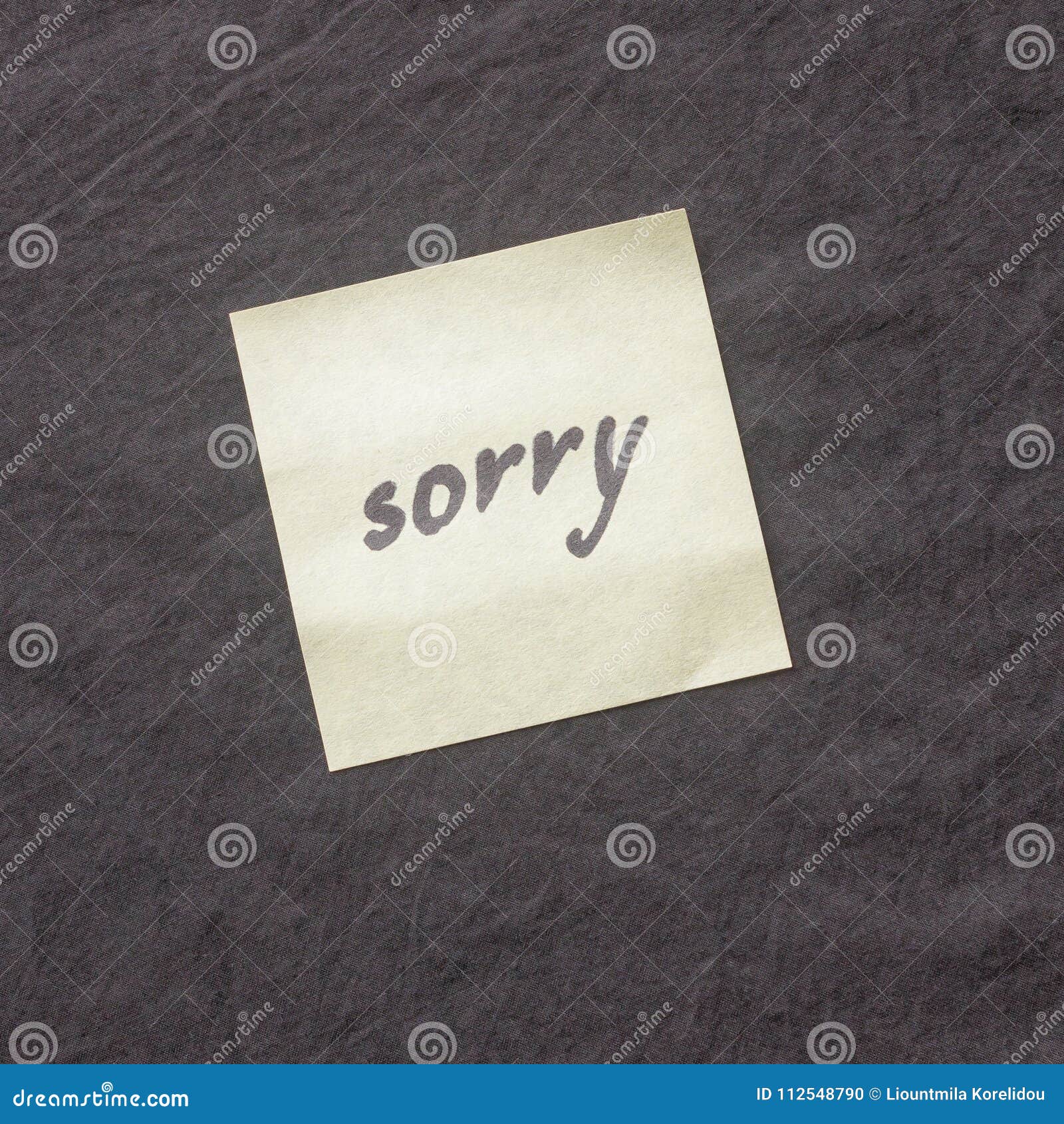 Handwritten Note on a Dark Background. Note of Apology- Sorry, P Stock ...