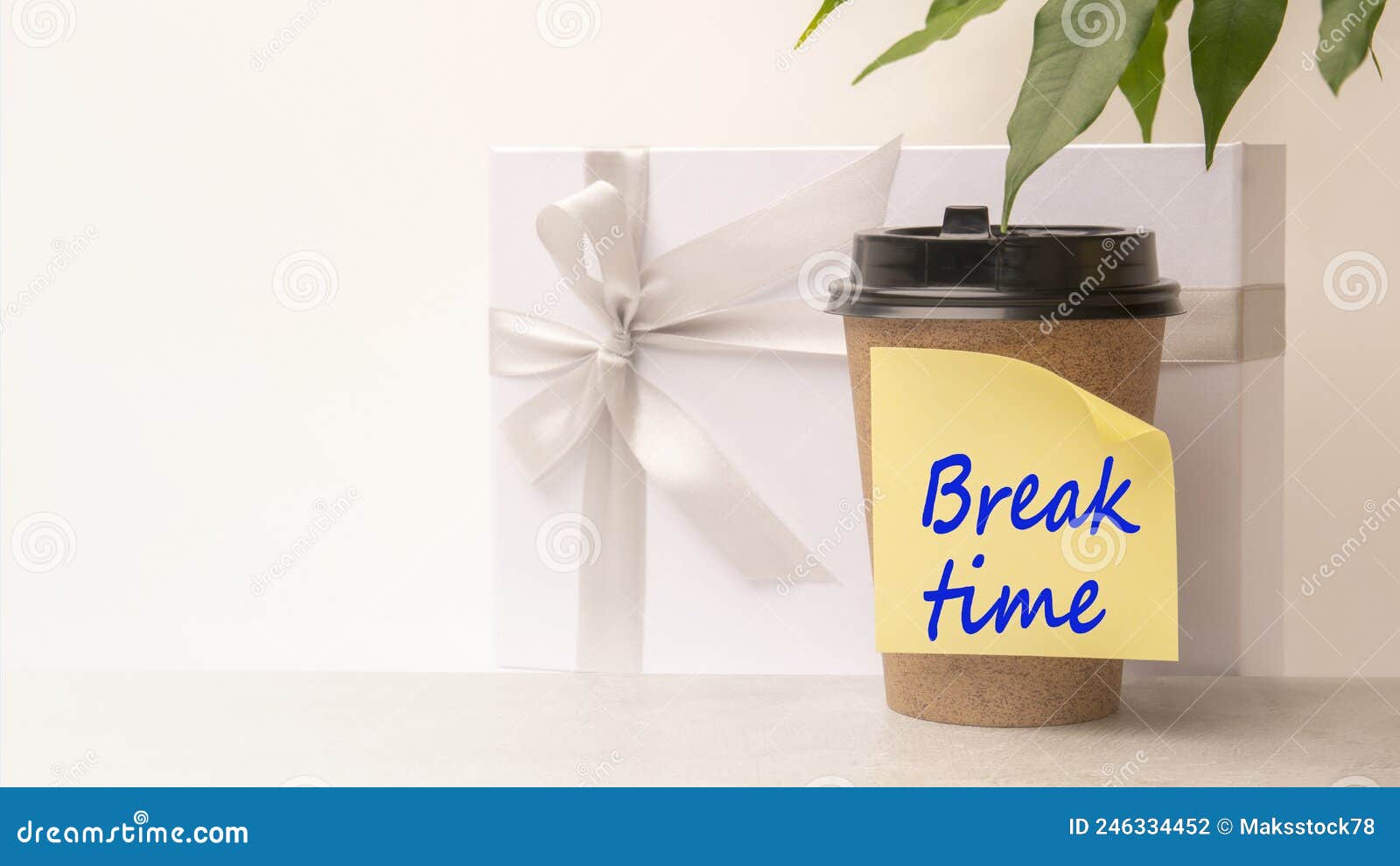 A Handwritten Note on a Disposable Coffee Cup - Break Time. Stock Photo ...