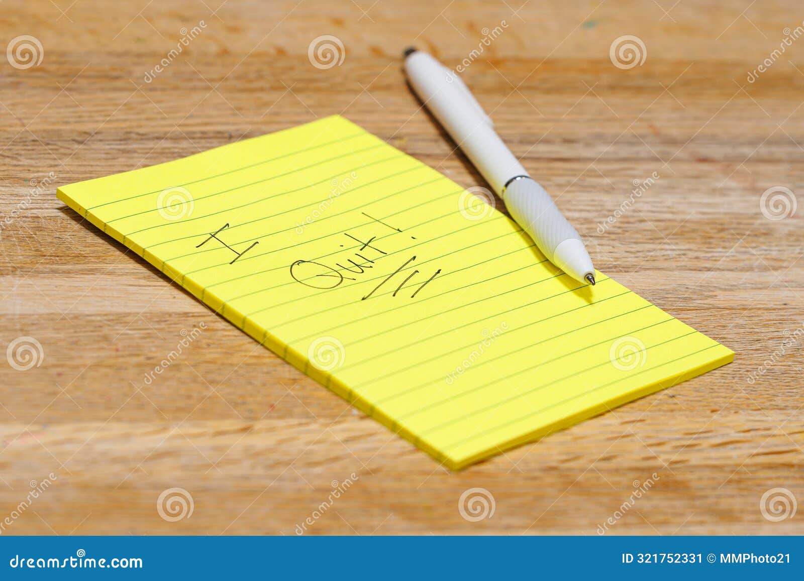 Handwritten Note Saying "I Quit" Stock Image - Image of handwritten ...