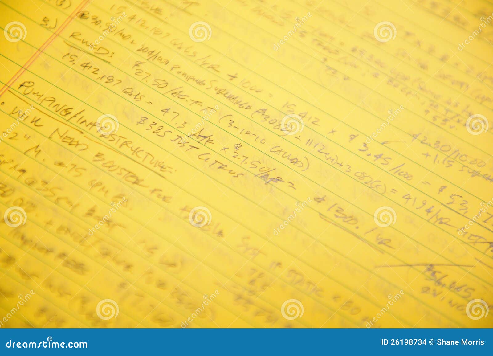 Handwritten Notes and Calculations Stock Photo - Image of paper ...