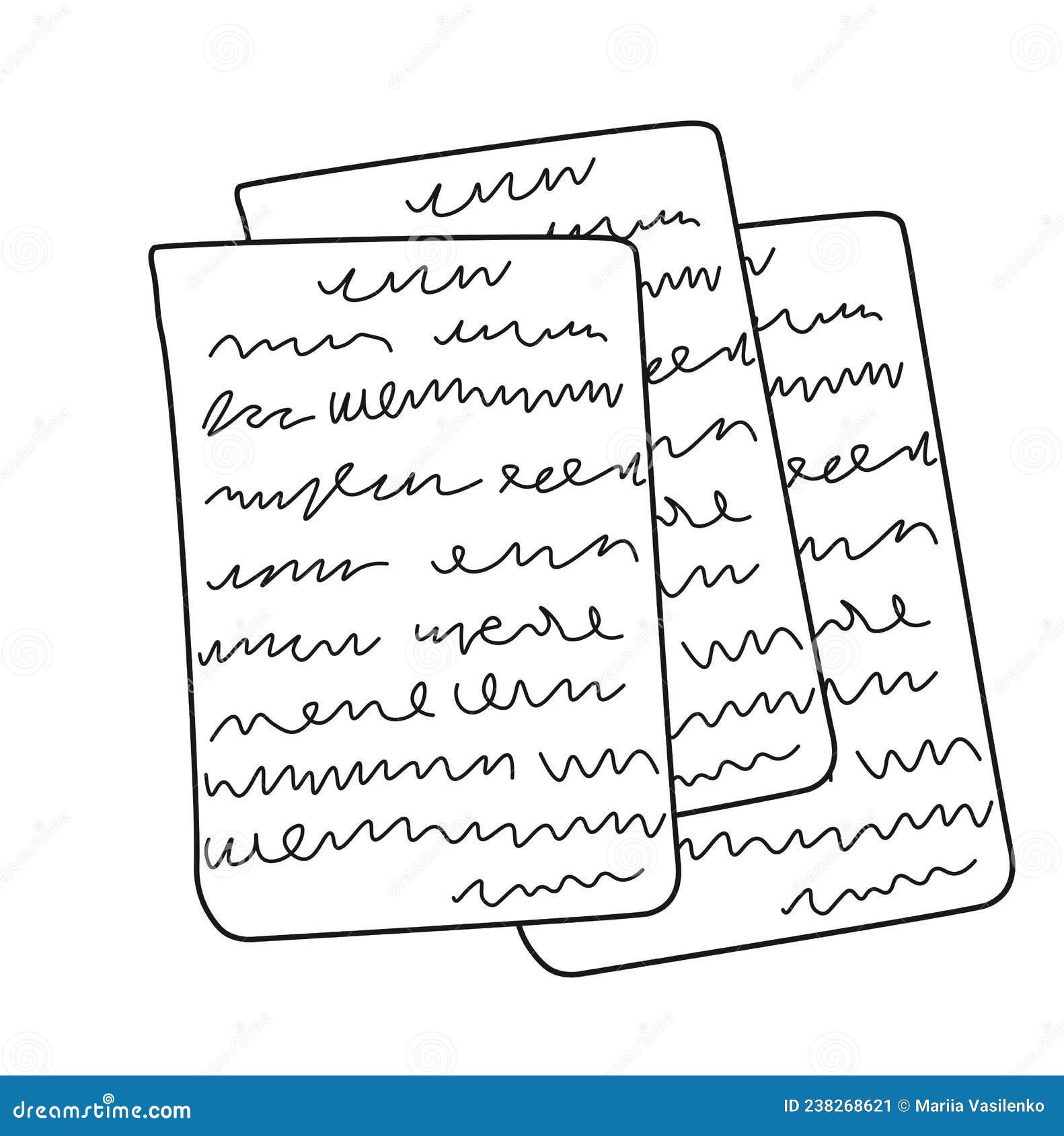 Handwritten Notes on Sheets of Paper. Stock Vector - Illustration of ...