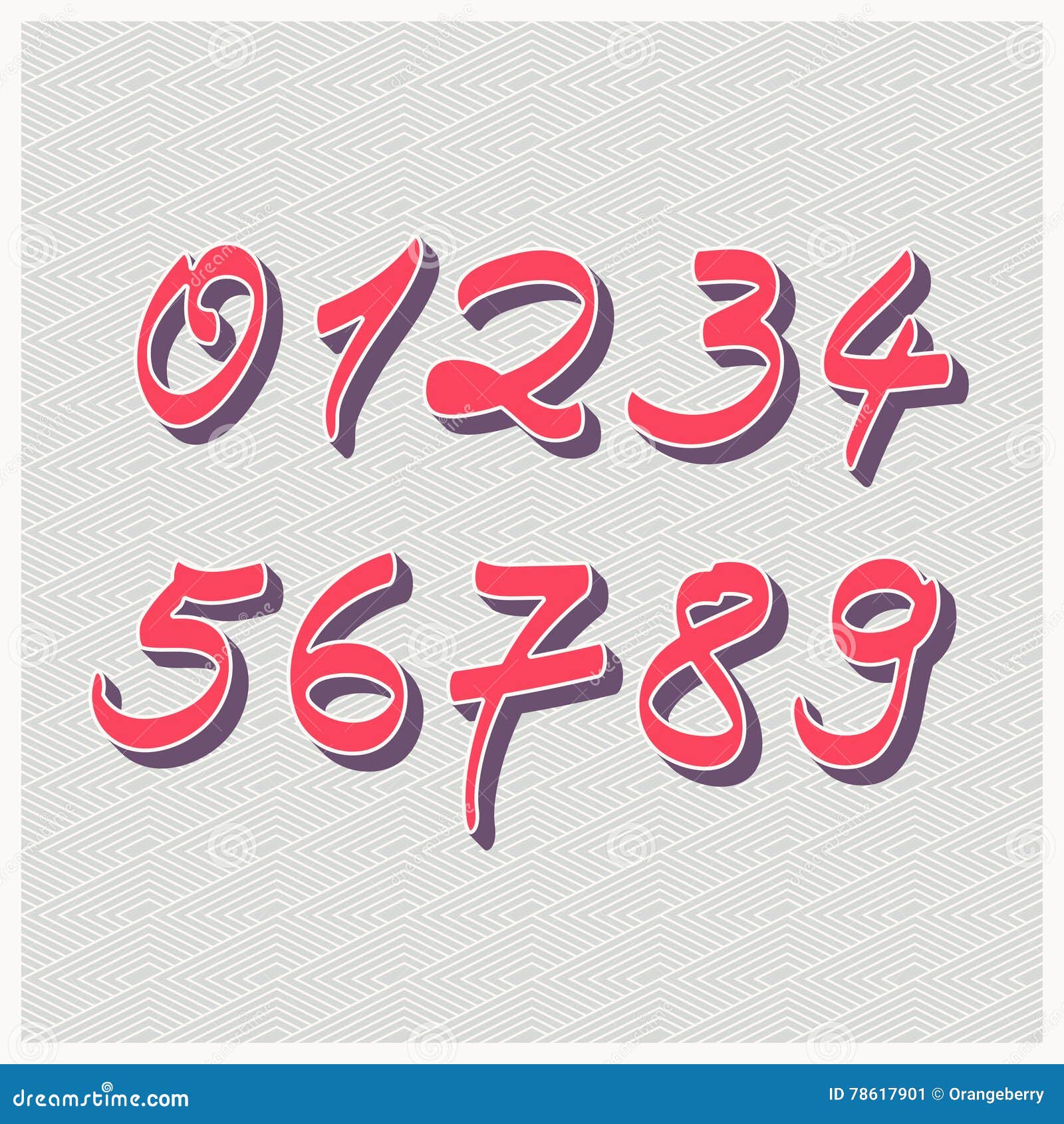 Handwritten Numbers in Retro Style Stock Vector - Illustration of drawn ...