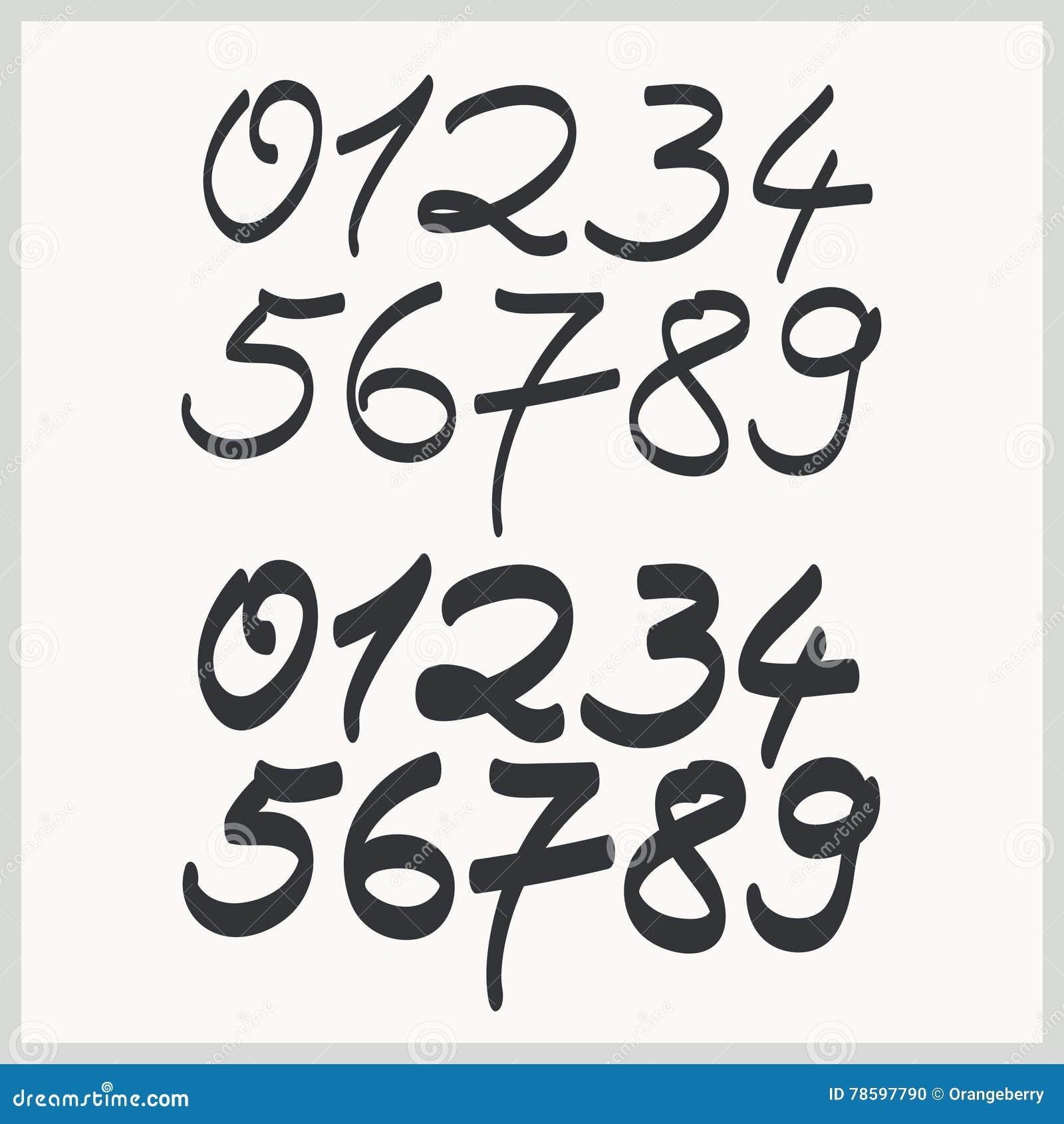 Handwritten Numbers in Two Font Styles Stock Vector - Illustration of ...