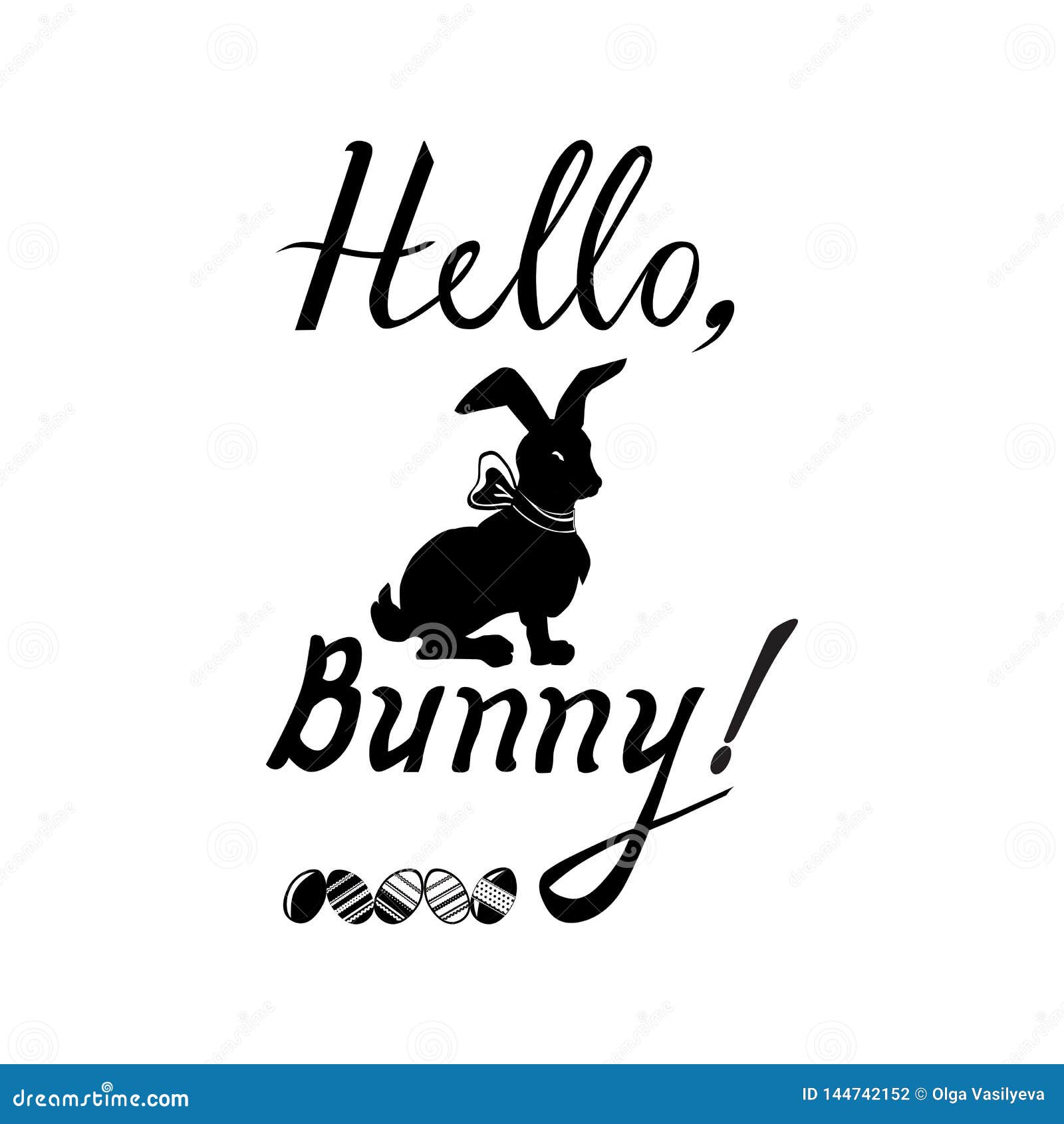 Hello Bunny. Simple Abstract Vector Illustration With Hand Drawn Black ...