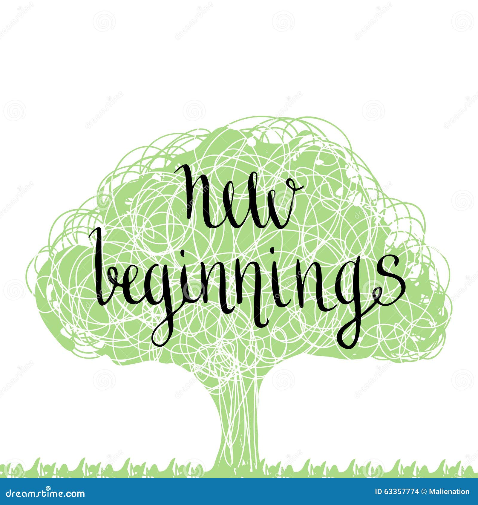 Handwritten Phrase - New Beginning. Handdrawn Lettering Design. Vector ...