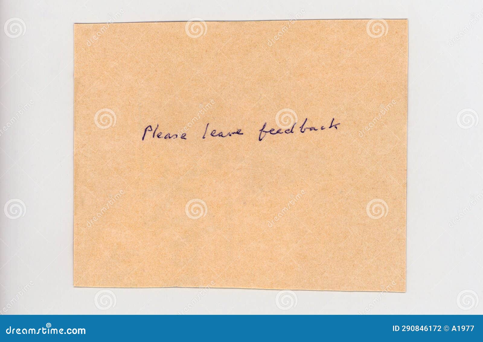 Handwritten Please Leave Feedback Card Stock Photo - Image of brown ...