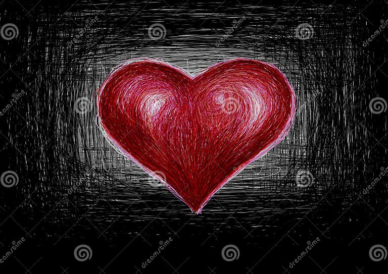 Handwritten red heart stock illustration. Illustration of white - 5622066