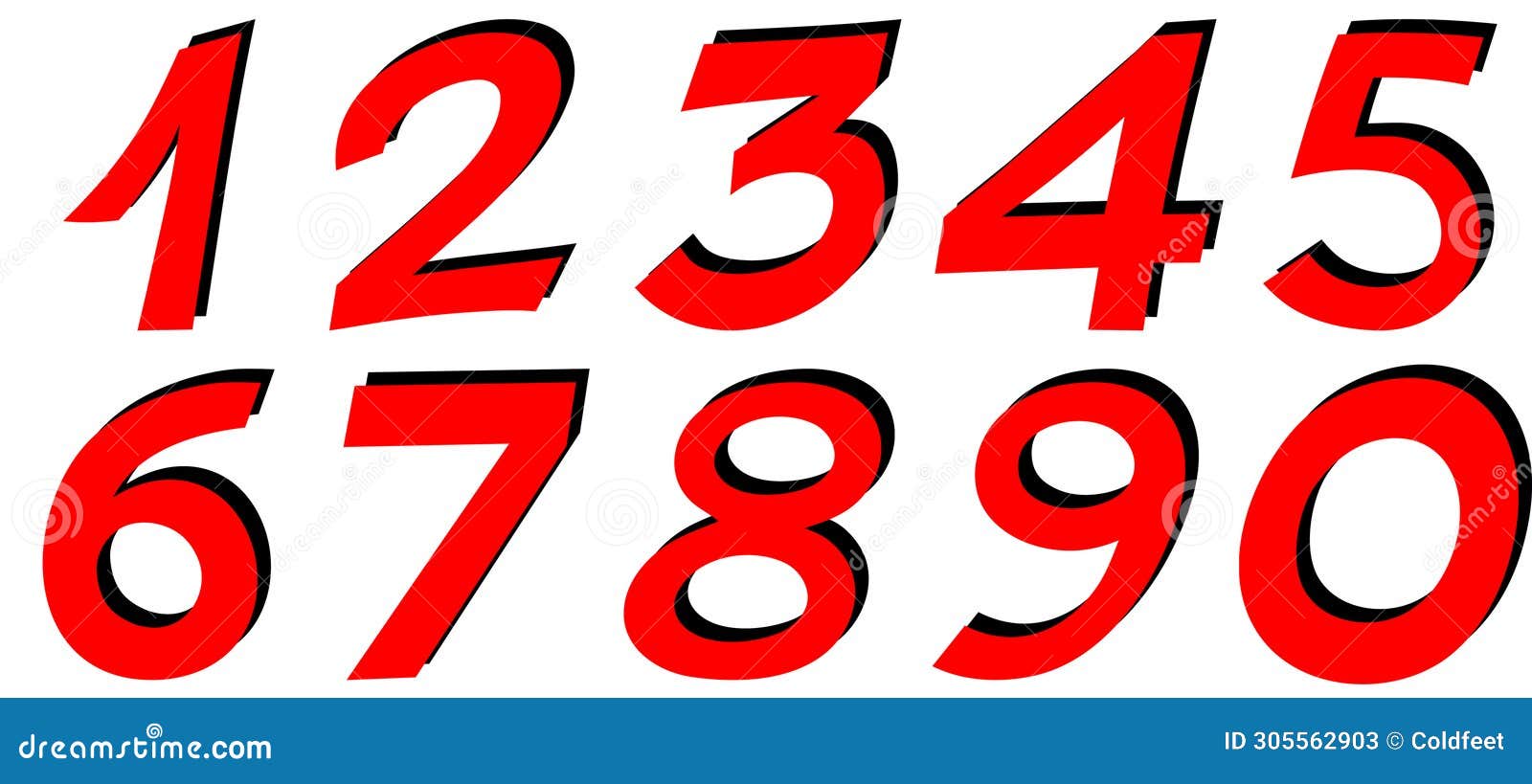 Handwritten Red Numbers from Zero To Nine Stock Vector - Illustration ...