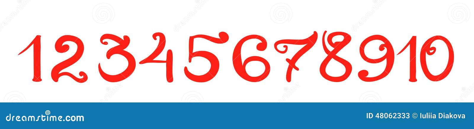 Handwritten Red Numerals Isolated Stock Illustration - Illustration of ...