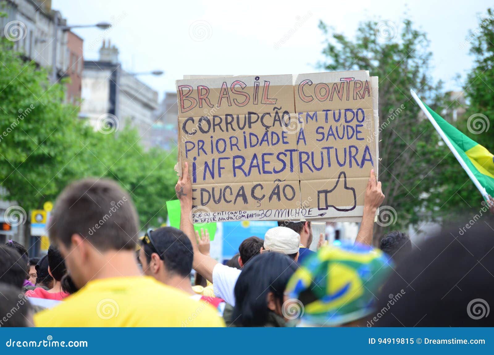 Handwritten Sign of Protest Against Corruption in Brazil Editorial ...