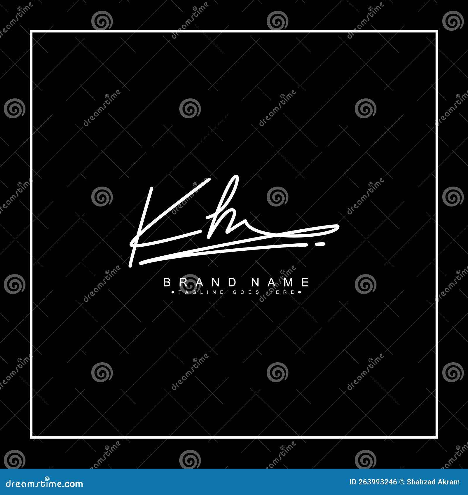 Handwritten Signature Logo for Initial Letter KH - Vector Logo Template ...