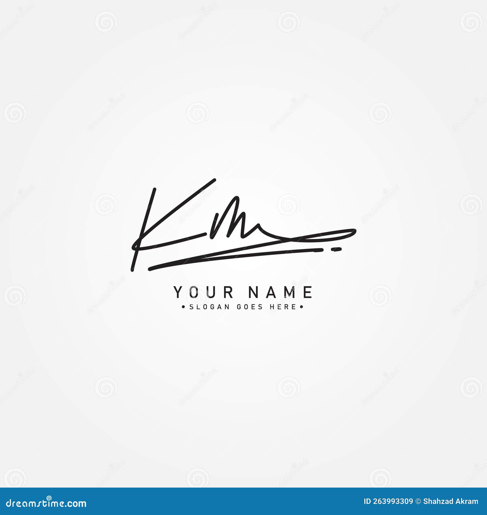 Handwritten Signature Logo for Initial Letter KM - Vector Logo Template ...