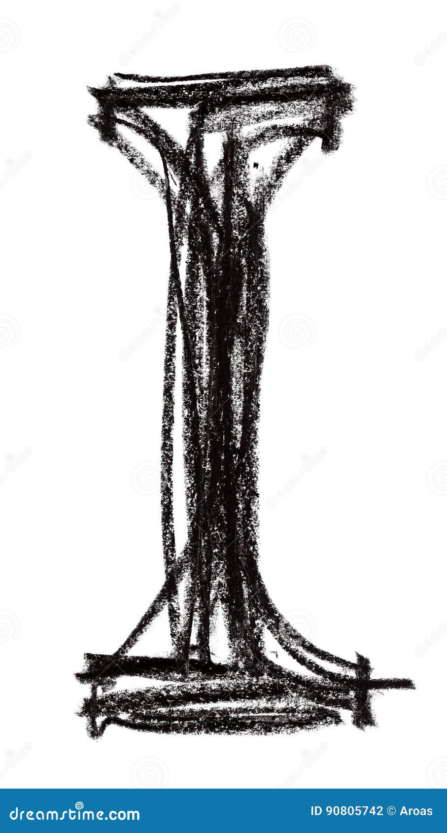 Handwritten Sketch Black Letter I Stock Photo - Illustration of drawing ...