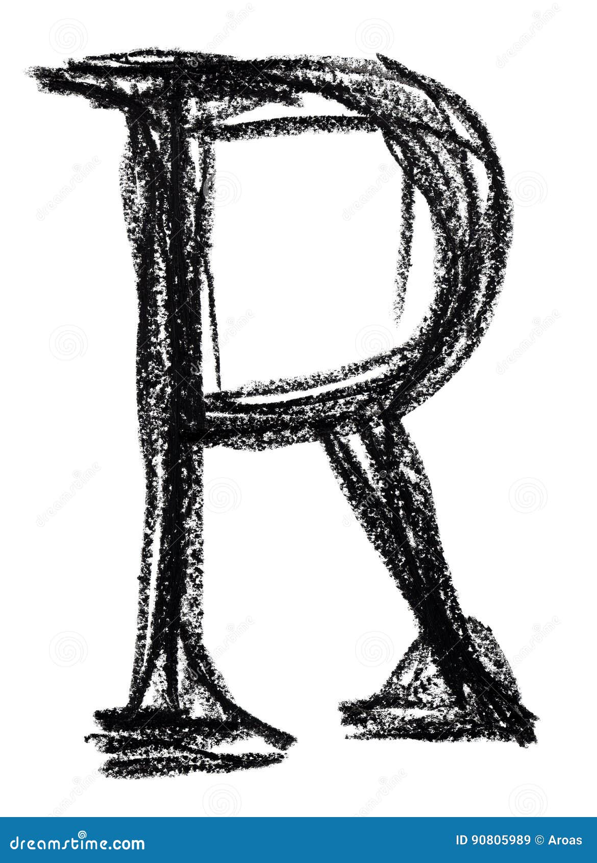 Handwritten Sketch Black Letter R Stock Image - Illustration of paint ...