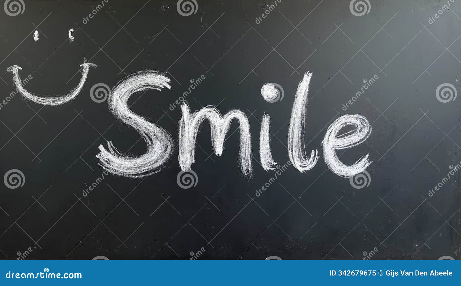 Handwritten Smile with Happy Face Doodle on Chalkboard Stock ...