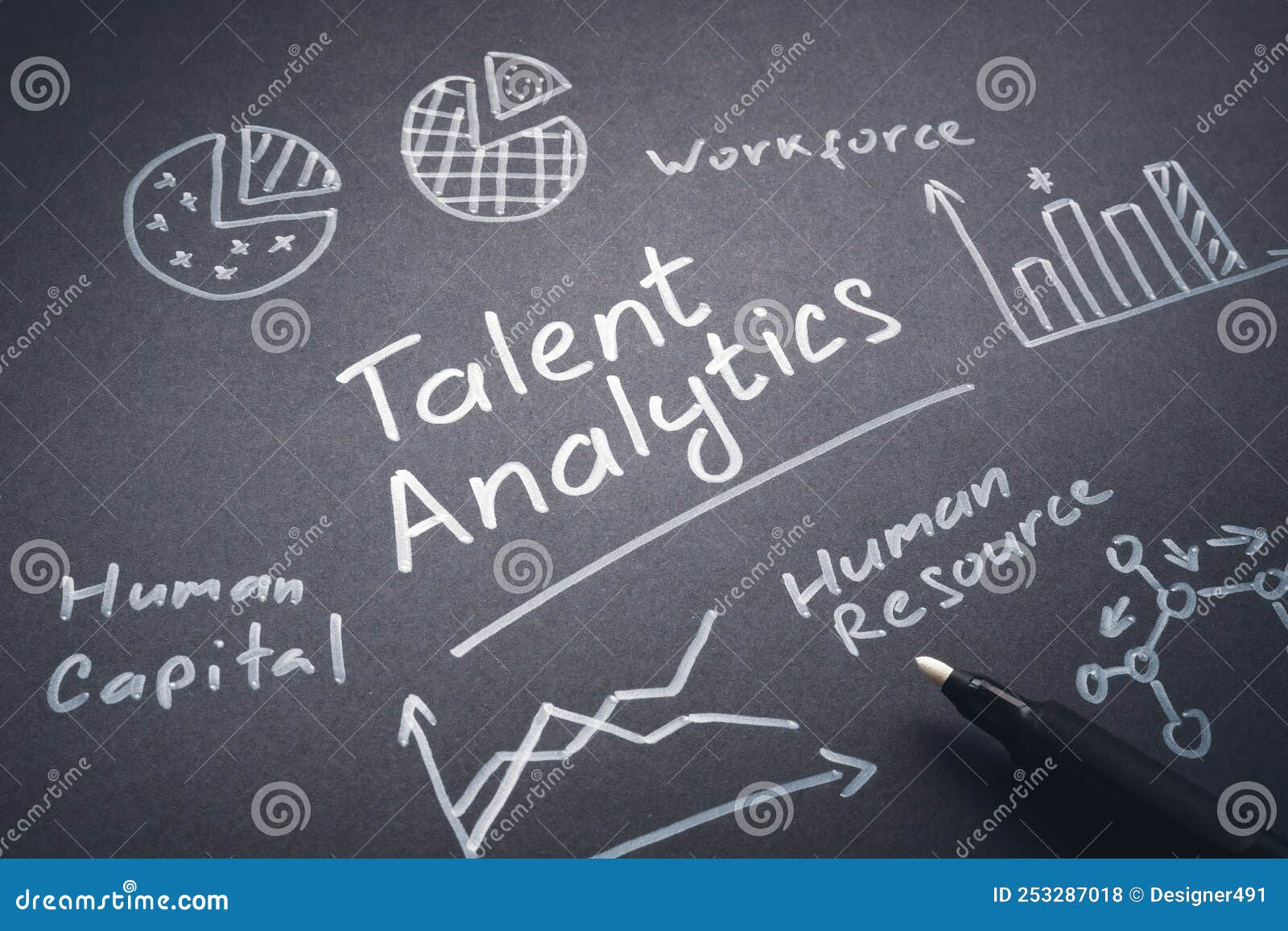Handwritten Talent Analysis and Charts on the Dark Page. Stock Photo ...