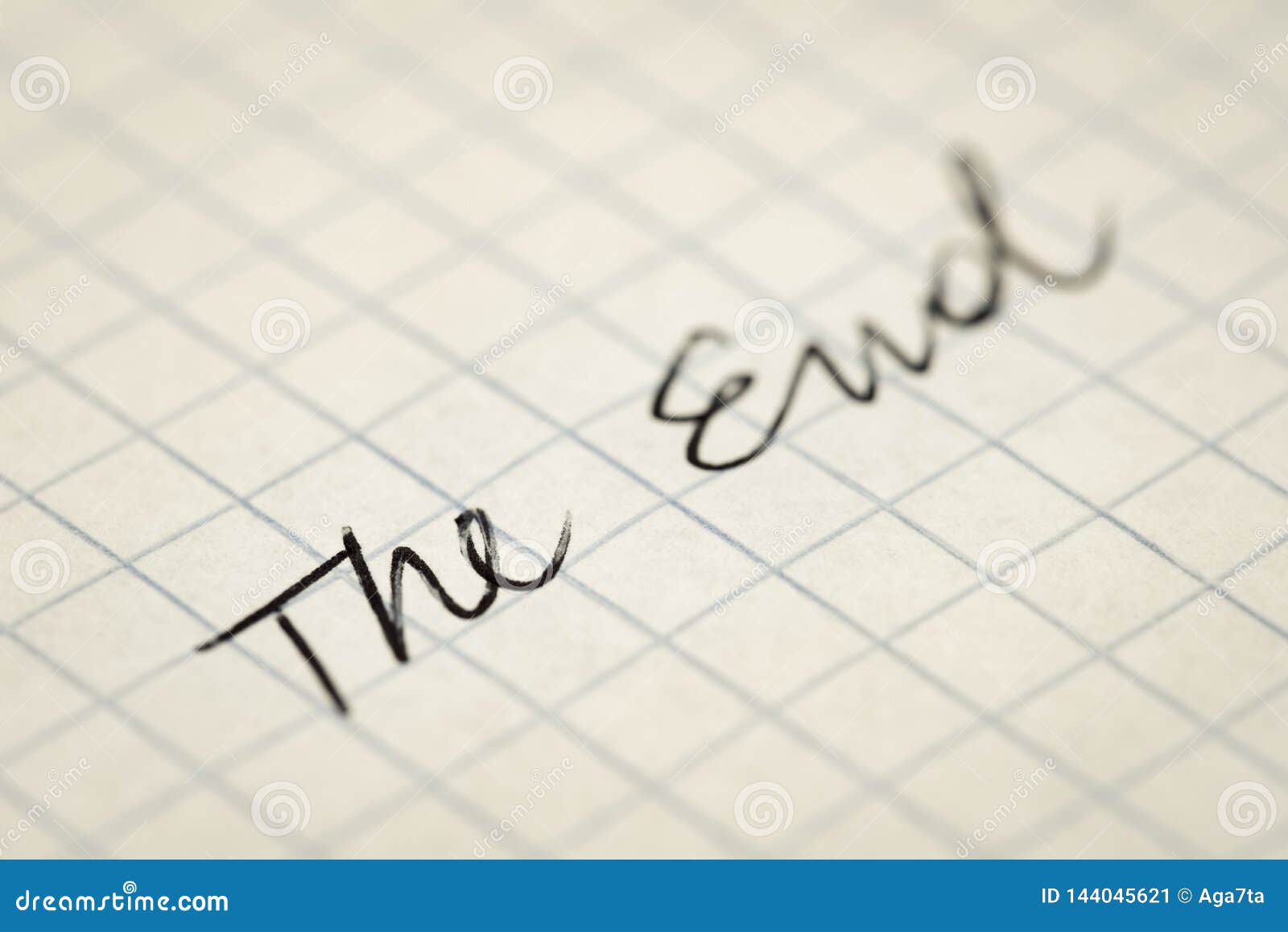 Handwritten Text the End on Squared Paper Macro Stock Image - Image of ...