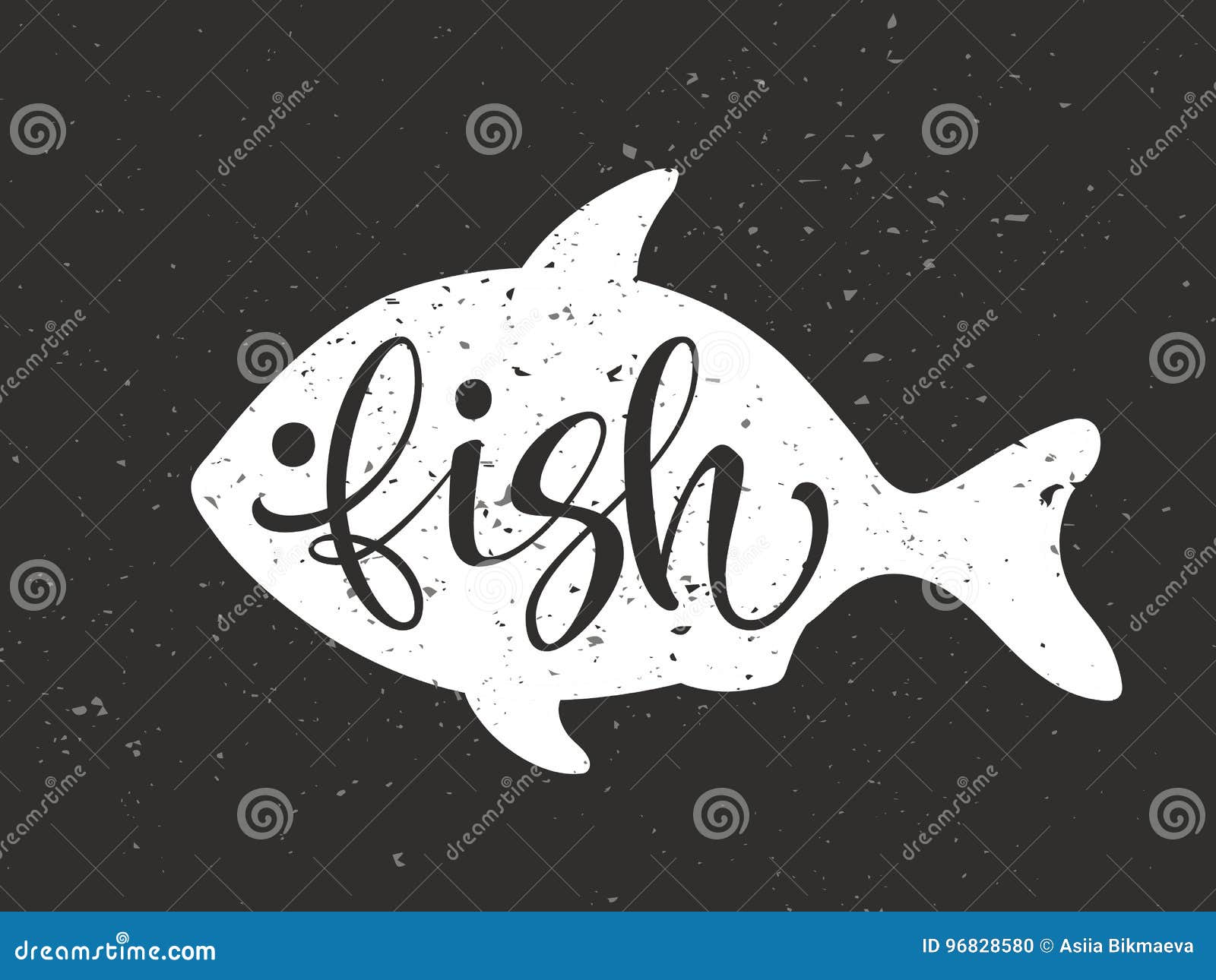 Handwritten text stock vector. Illustration of fish, letter - 96828580