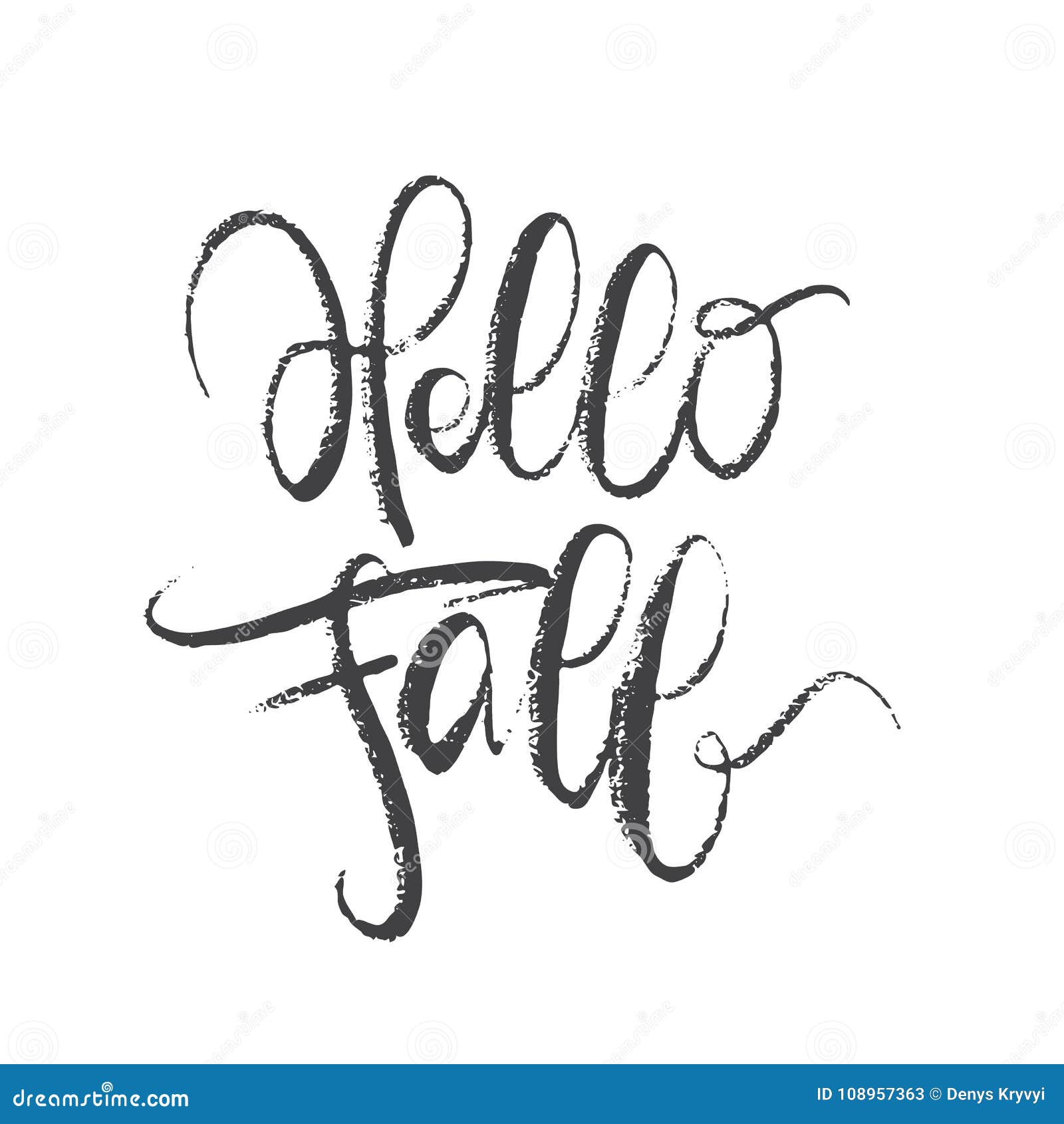 Handwritten Textured Lettering of Hello Fall Stock Vector ...