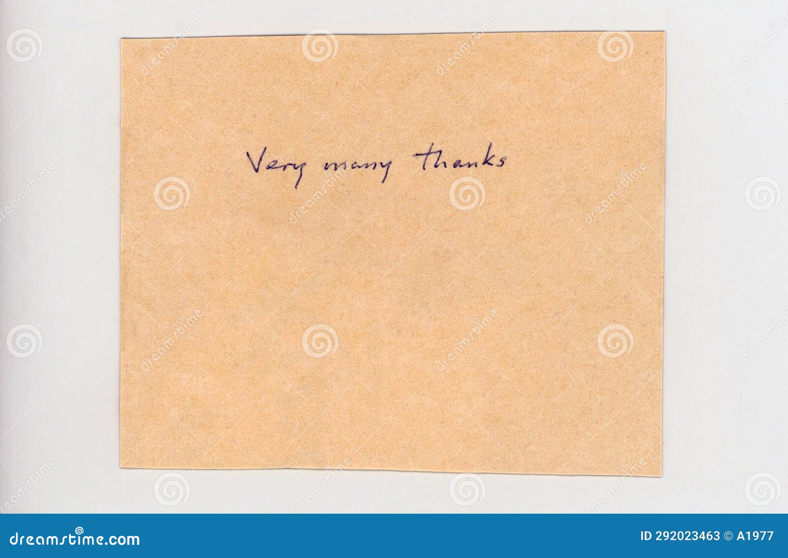 Handwritten thanks card stock image. Image of thanks - 292023463