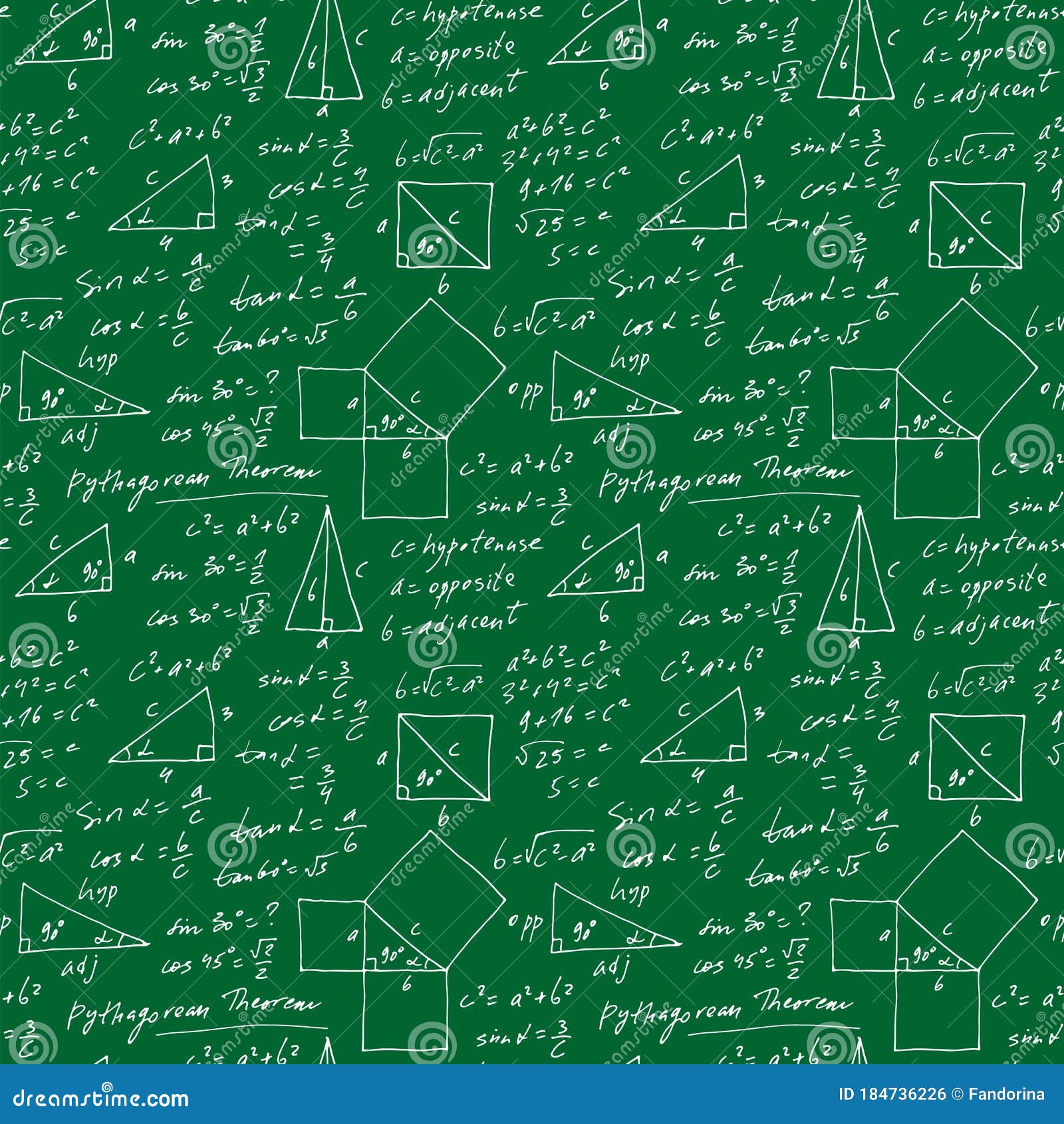 Handwritten Trigonometric Vector Seamless Pattern, Hand Drawn ... Handwritten Trigonometric Vector Seamless Pattern, Hand Drawn ...