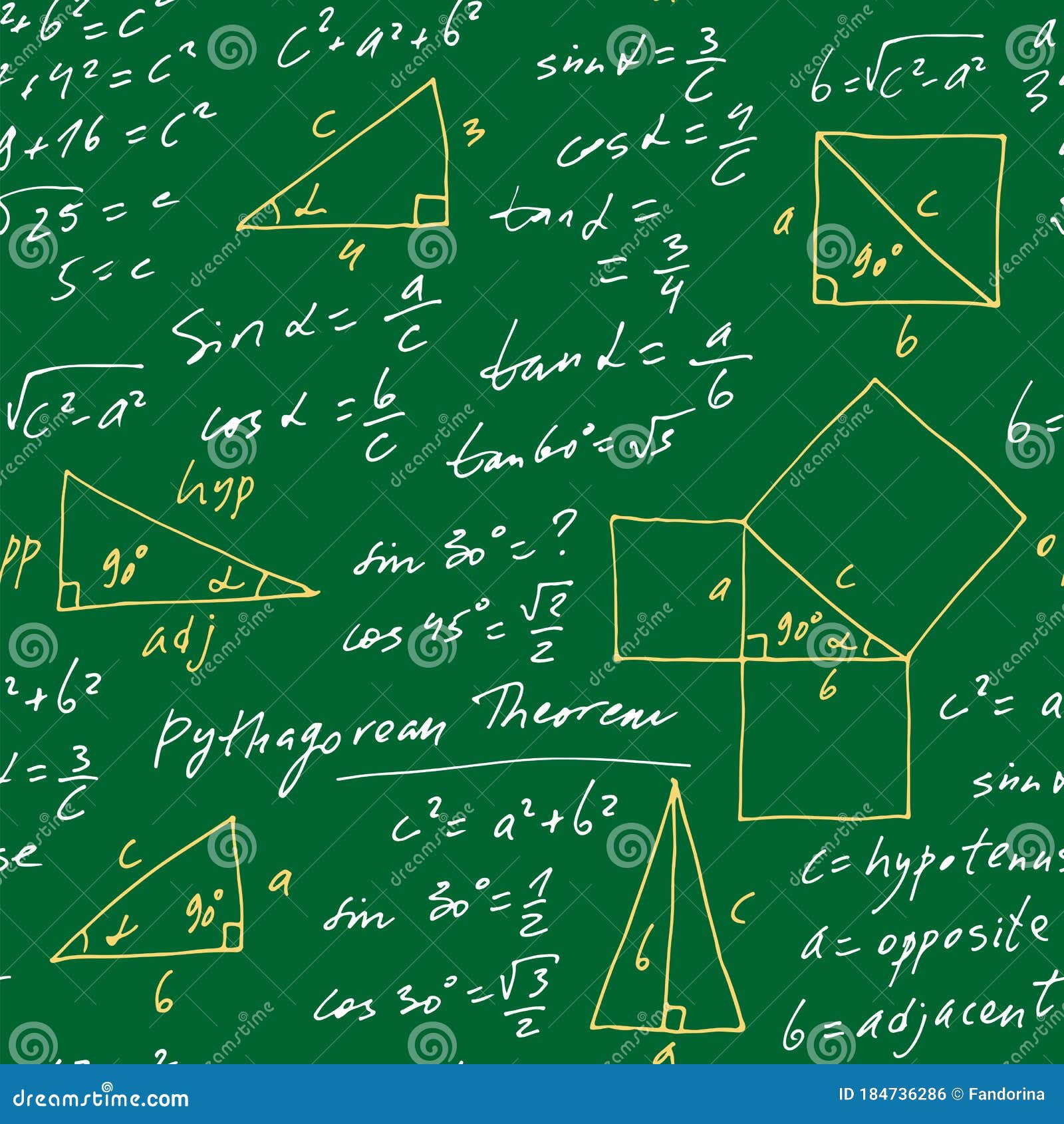 Handwritten Trigonometric Vector Seamless Pattern, Hand Drawn ... Handwritten Trigonometric Vector Seamless Pattern, Hand Drawn ...