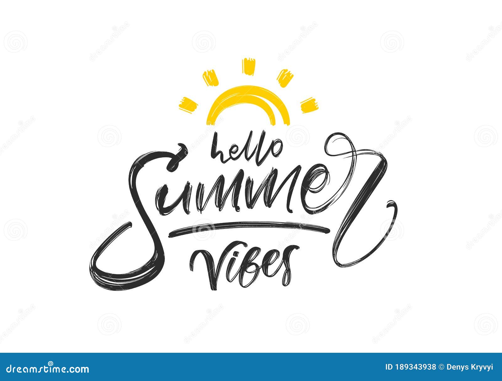 Handwritten Type Lettering Composition of Hello Summer Vibes with Hand ...