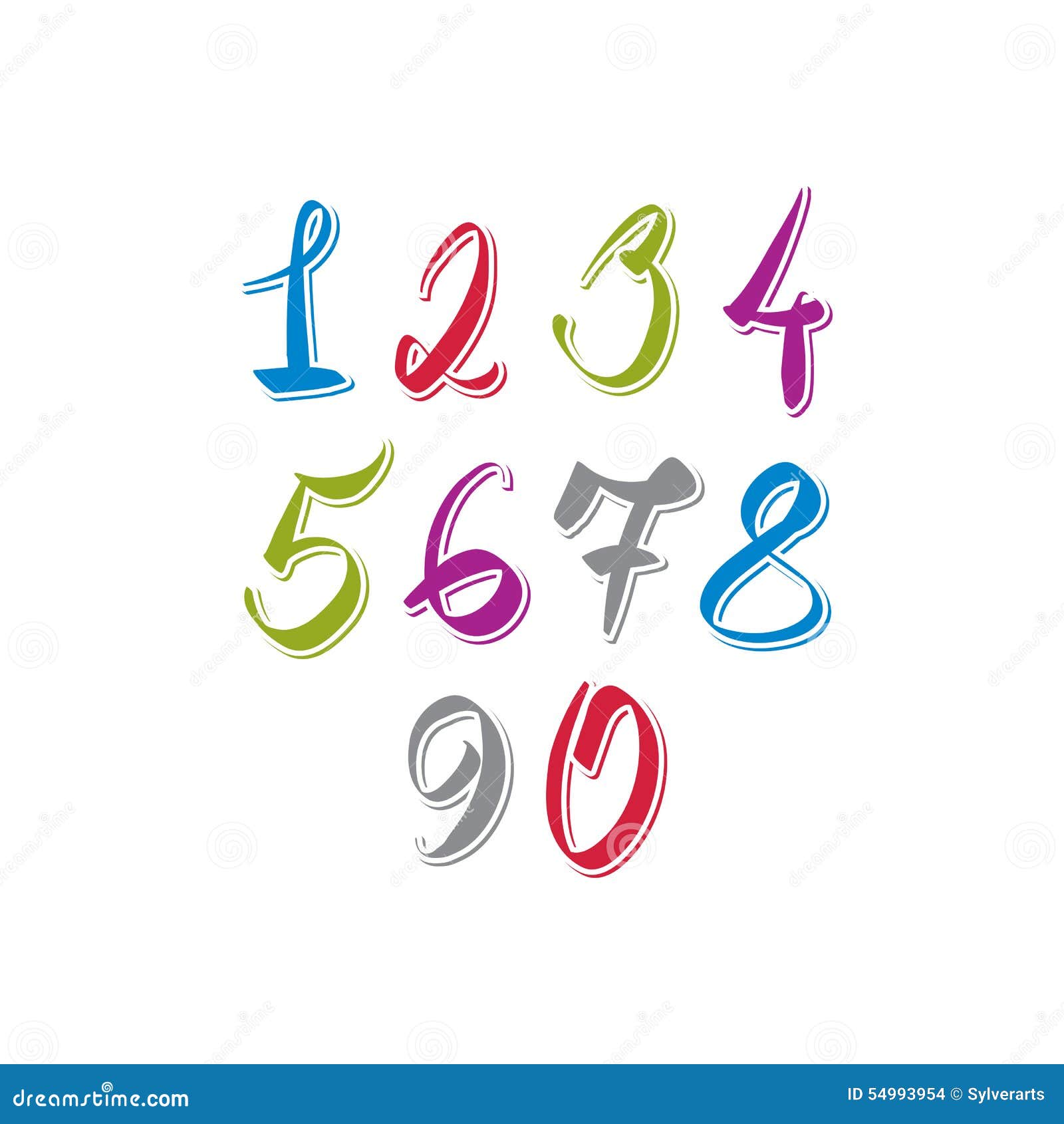 Handwritten Vector Numbers, Modern Numbers Set. Stock Vector ...