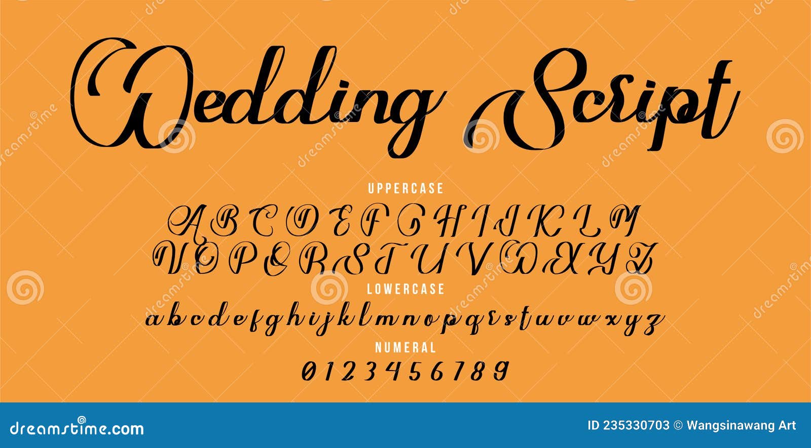 Handwritten Wedding Script Font. Brush Font Vector Illustration ...