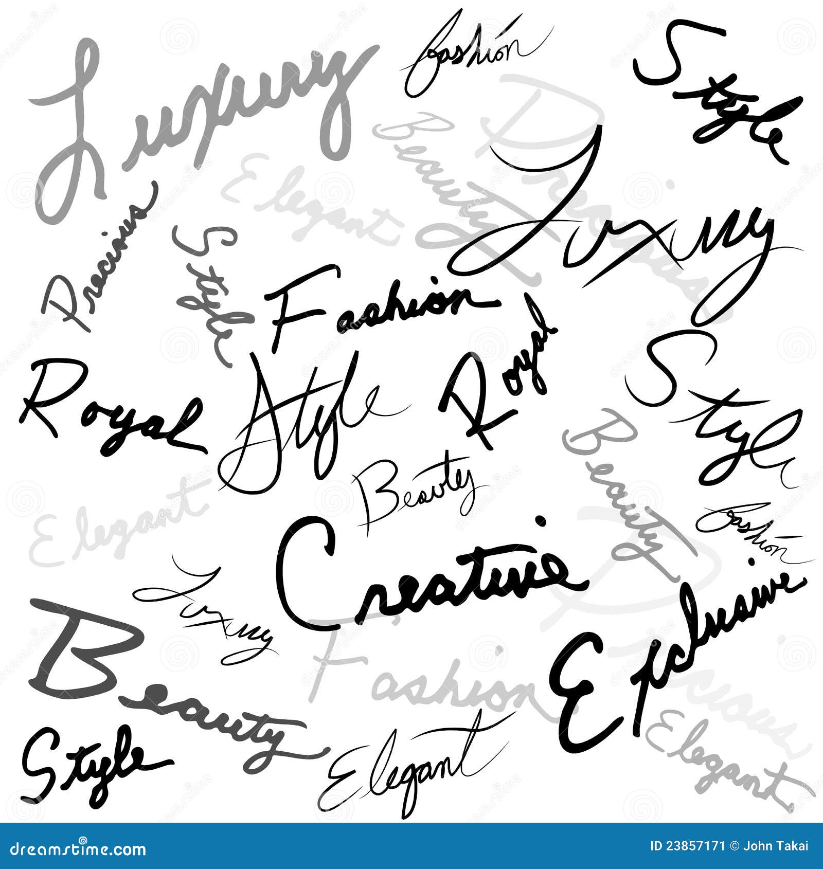 Handwritten Words In The Clouds. Phrases Love, Lol, No, Hi. A Set Of ...