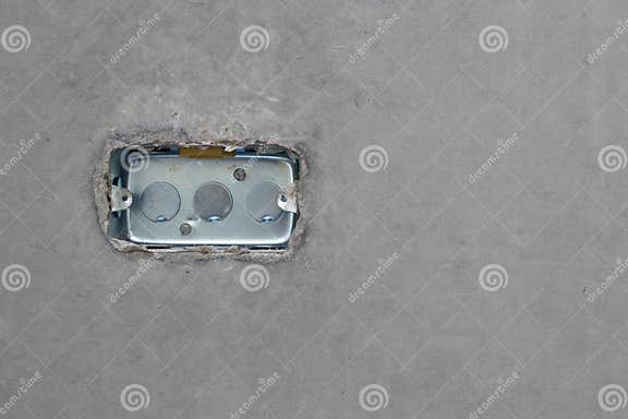 Handy Box Embedded in the Wall, Prepared for Electrical Wiring. Stock ...