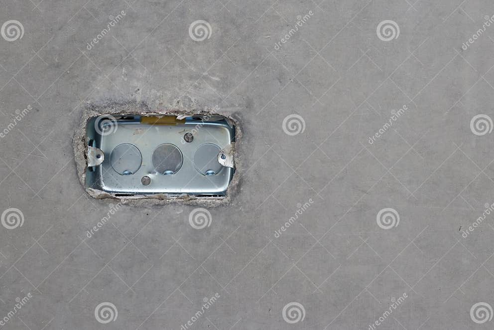 Handy Box Embedded in the Wall, Prepared for Electrical Wiring. Stock ...