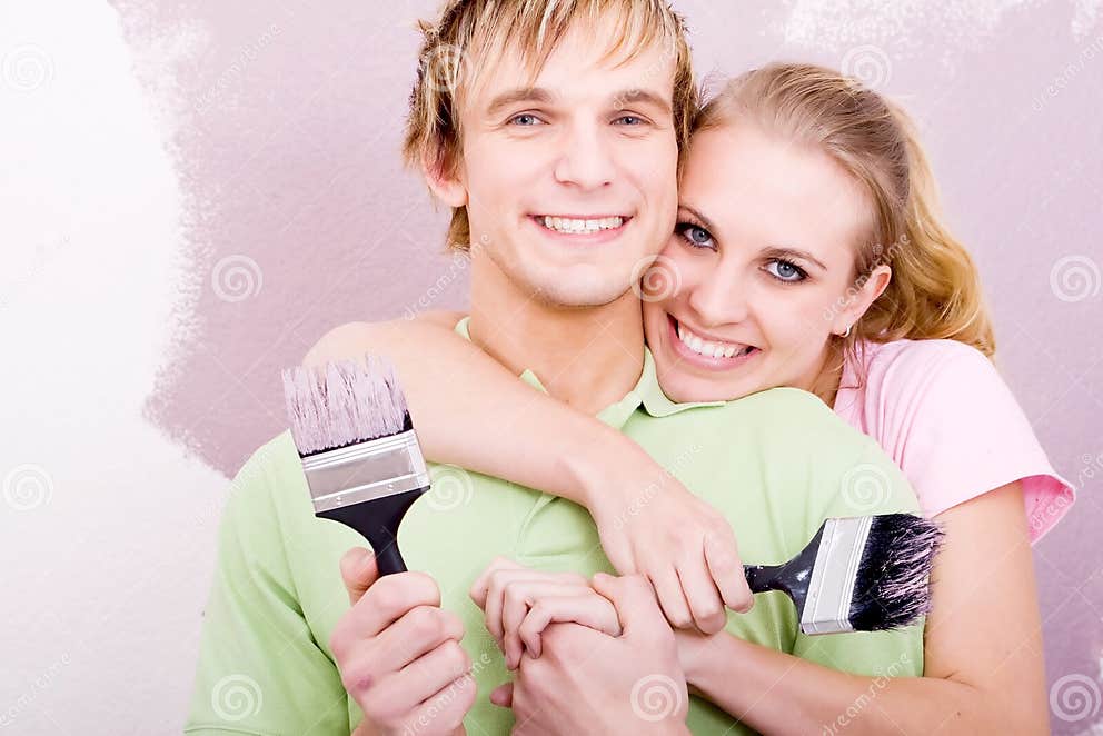 Handy couple stock image. Image of apartment, girlfriend - 10596031