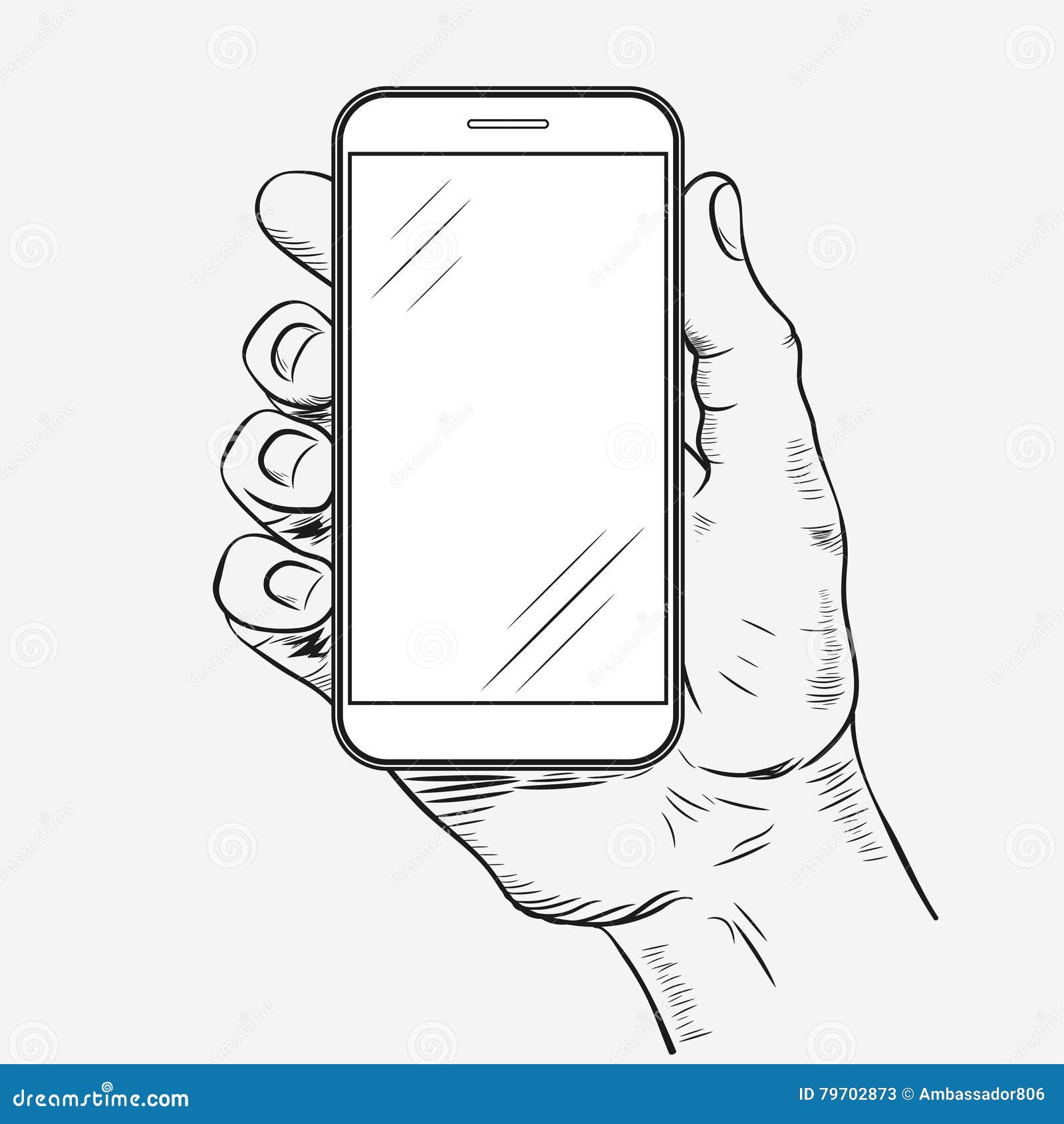 Handy in der Hand vektor abbildung. Illustration von zelle - 79702873