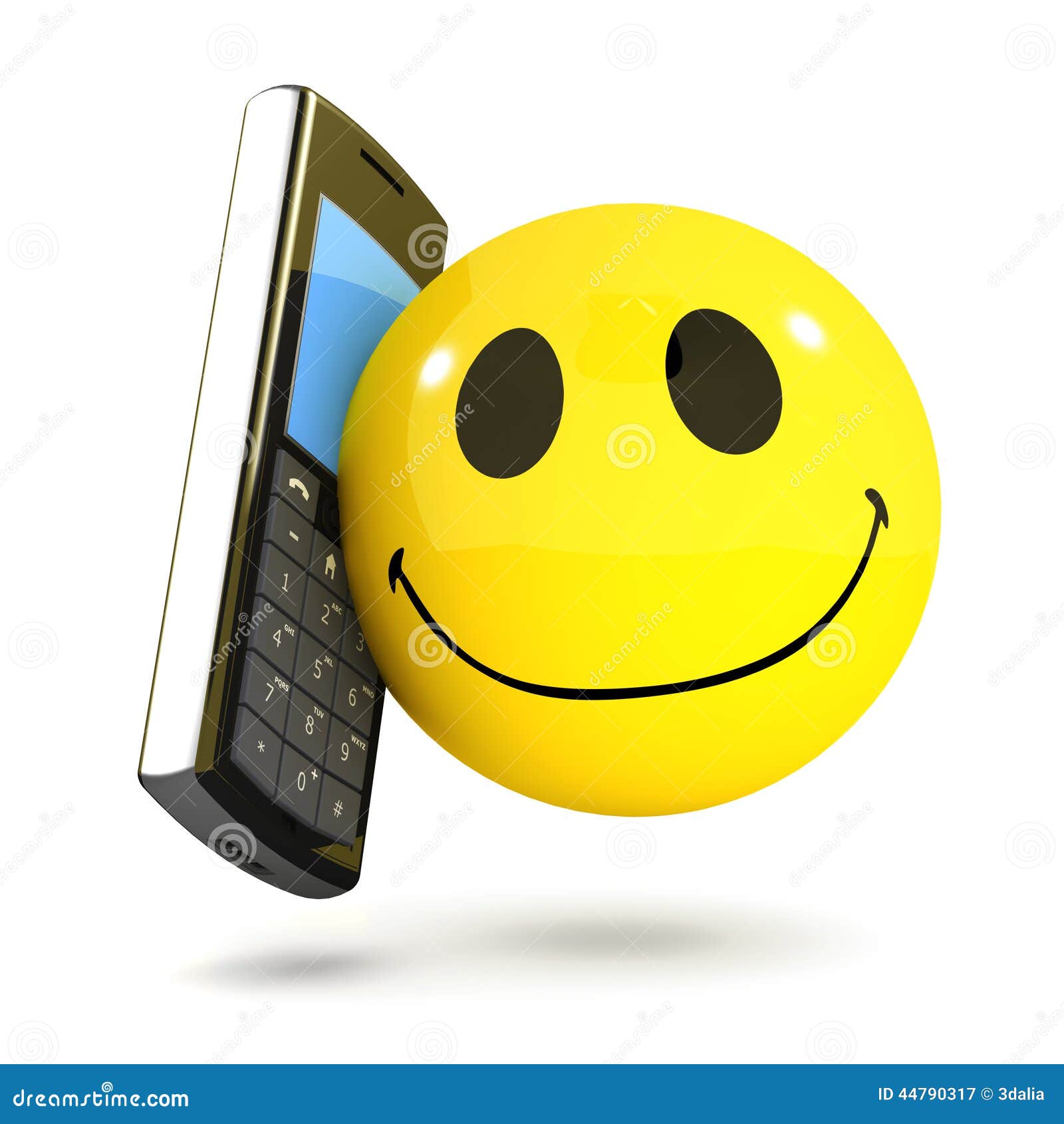 Handy des smiley 3d stock abbildung. Illustration von lächeln - 44790317