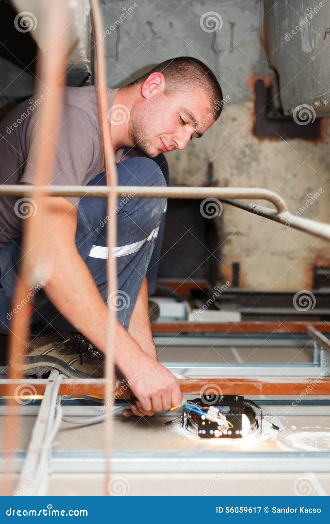 Handy Man Working with Cables Stock Image - Image of handy, manual ...