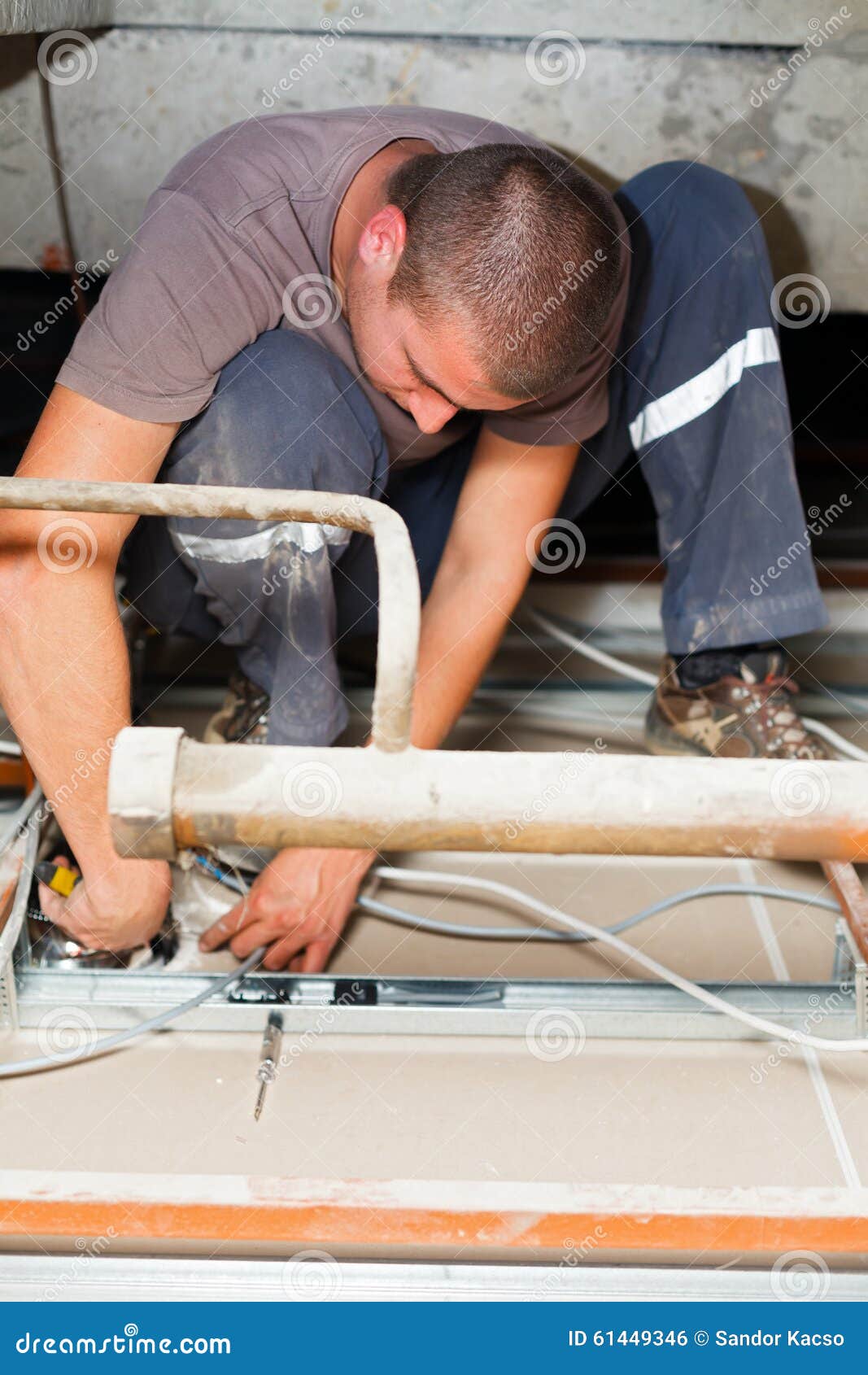 Handy Man Working with Cables Stock Photo - Image of industry ...