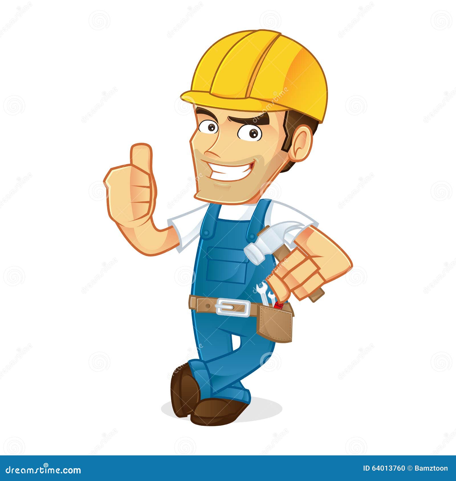3d Handyman Leaning Back Against Question Mark Royalty-Free Cartoon ...